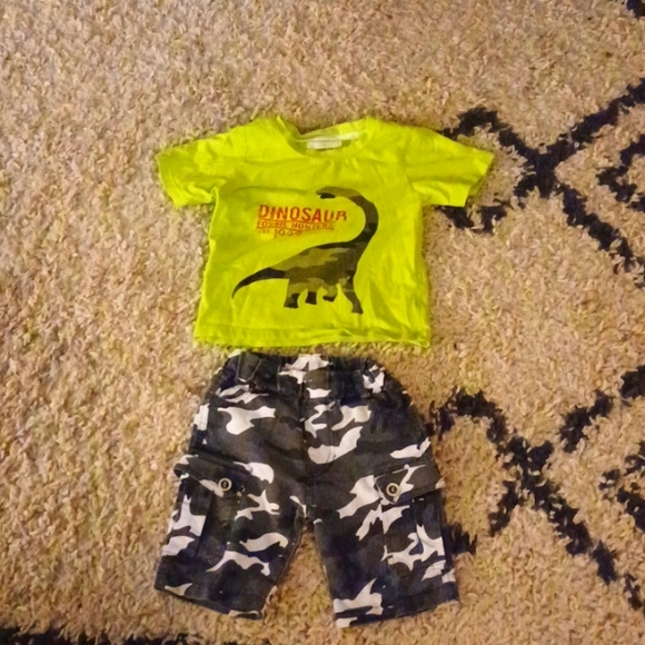Matching Sets | 3t Boy Shorts And Shirt Lime Green And Camo Shorts ...